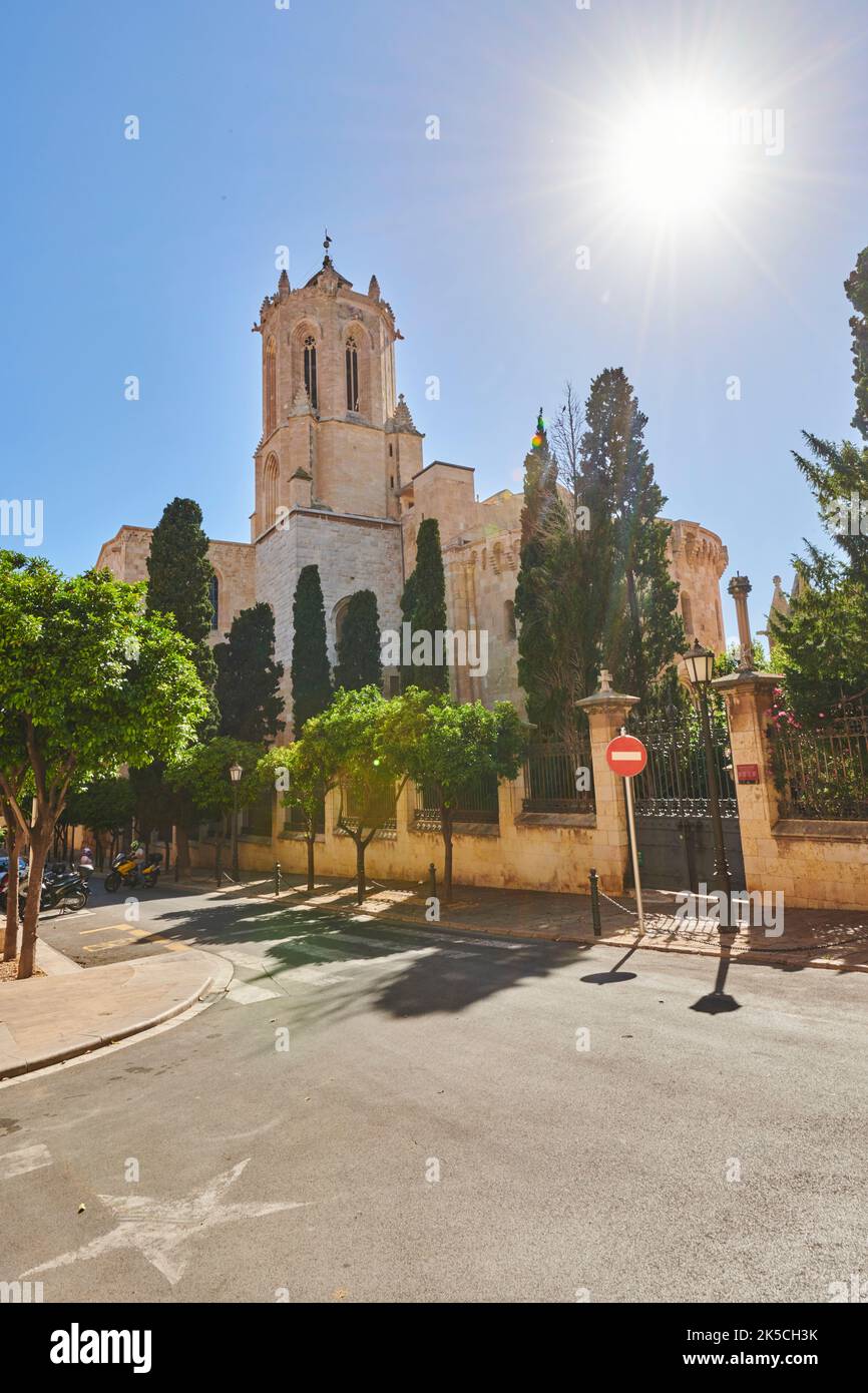 Cathedral of Santa Maria in the historic center of Tarragona, Catalonia ...