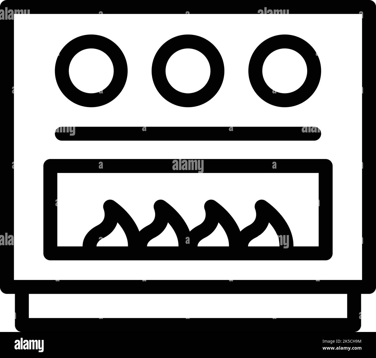 Kitchen stove icon outline vector. Furnace gas. Burning fire Stock ...