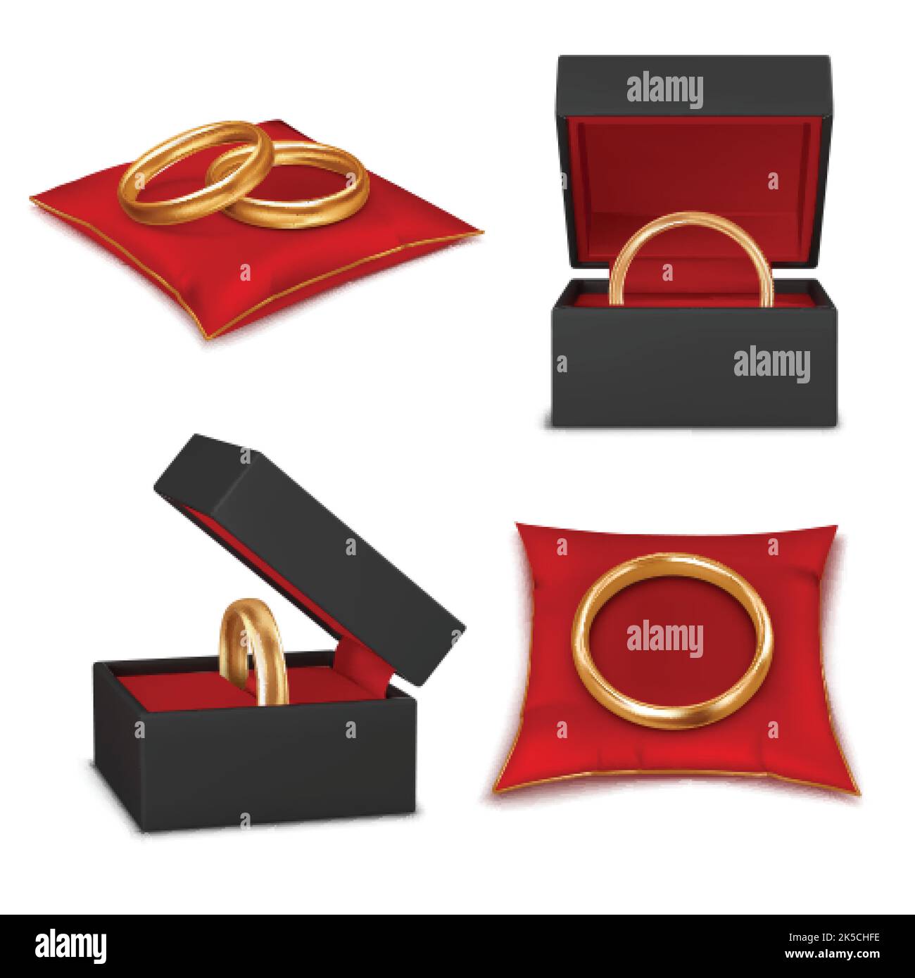 Wedding rings realistic big set with isolated images of alliance rings ...