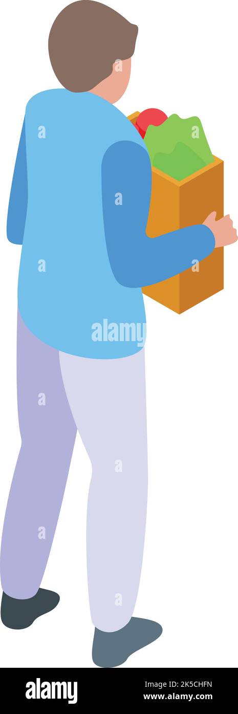 Home care services food delivery icon isometric vector. Senior health ...