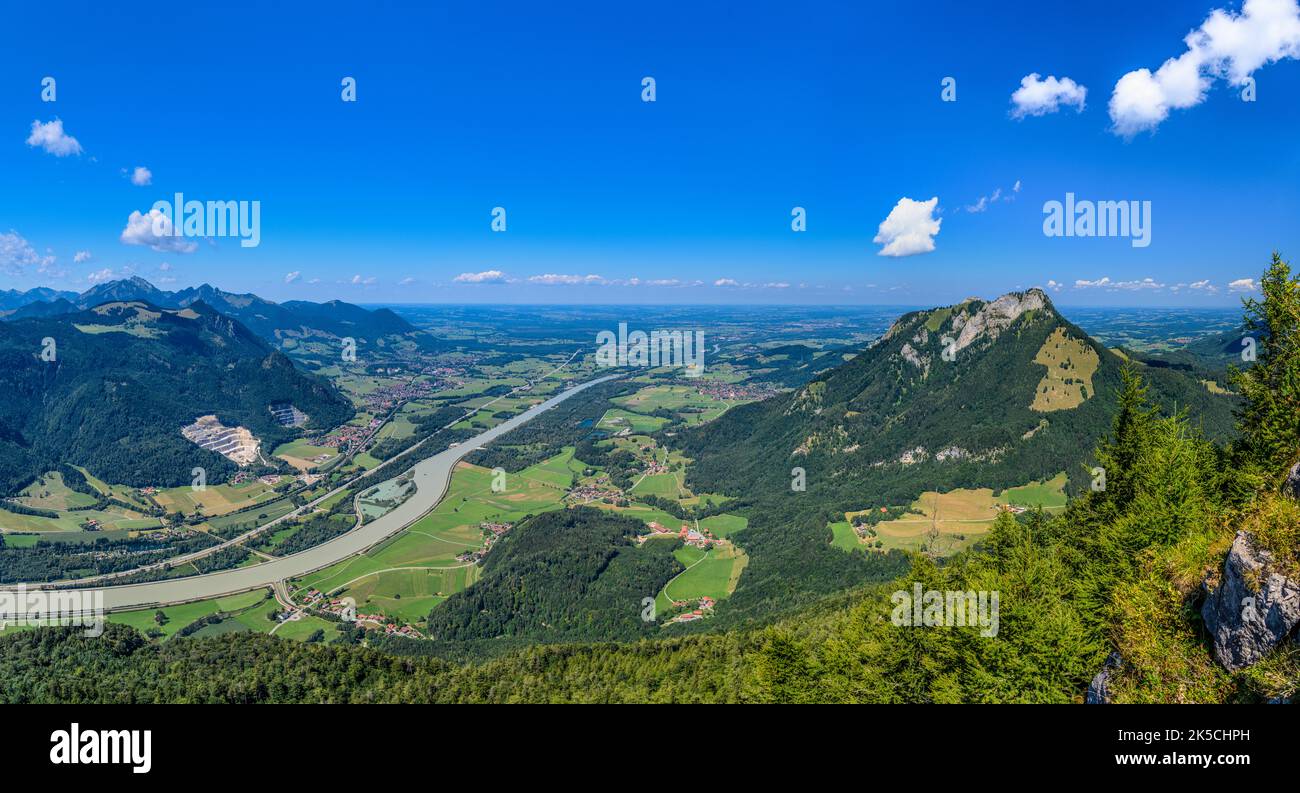 Germany, Bavaria, county Rosenheim, Nußdorf am Inn, Kranzhorn, view to ...