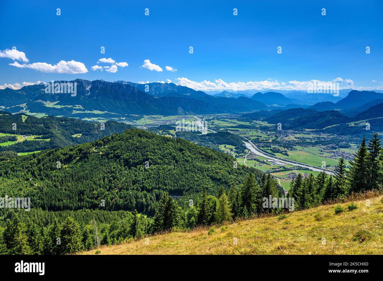 Austria, Tyrol, Lower Inn Valley, Erl, Erlerberg, Kranzhornalm, Inn ...