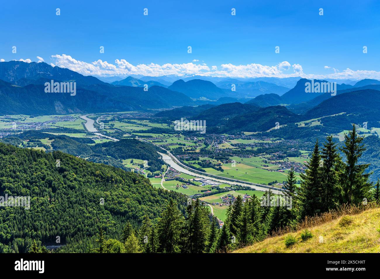 Austria, Tyrol, Lower Inn Valley, Erl, Erlerberg, Kranzhornalm, Inn ...