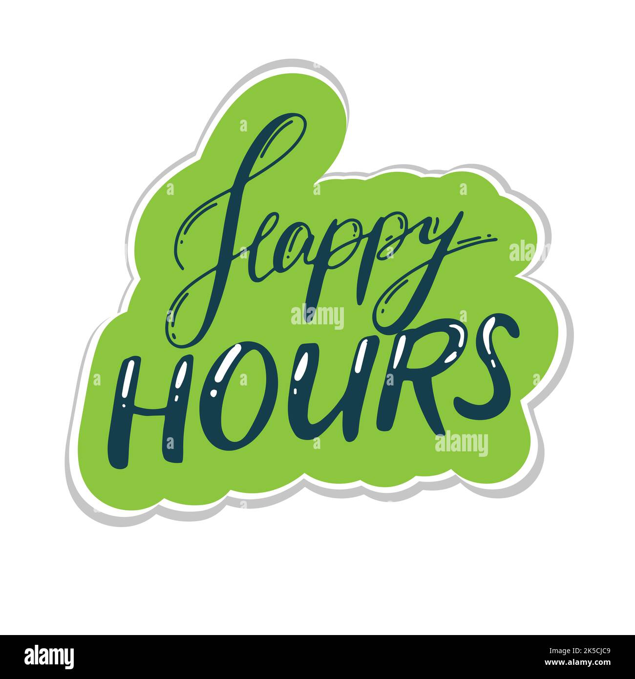 Happy hour. Lettering. isolated on white sticker Stock Vector Image ...