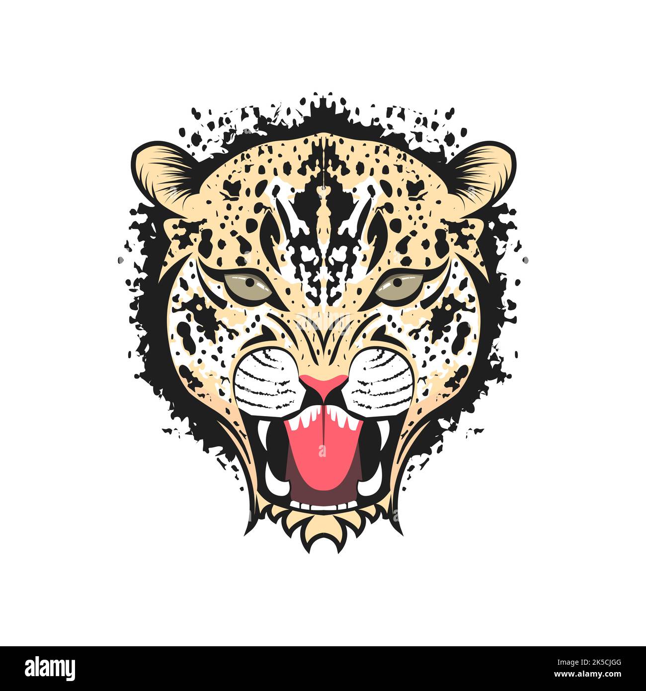 Furious leopard vector cartoon illustration isolated on a white ...