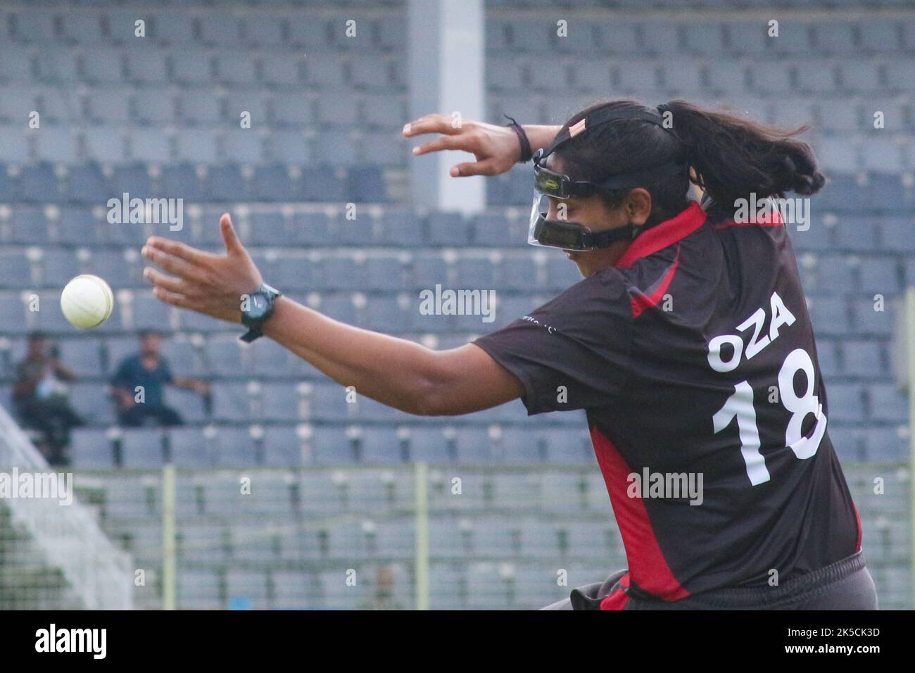 Sylhet, Bangladesh. 7th Oct, 2022. Esha Rohit Oza of UAE Team missed ...