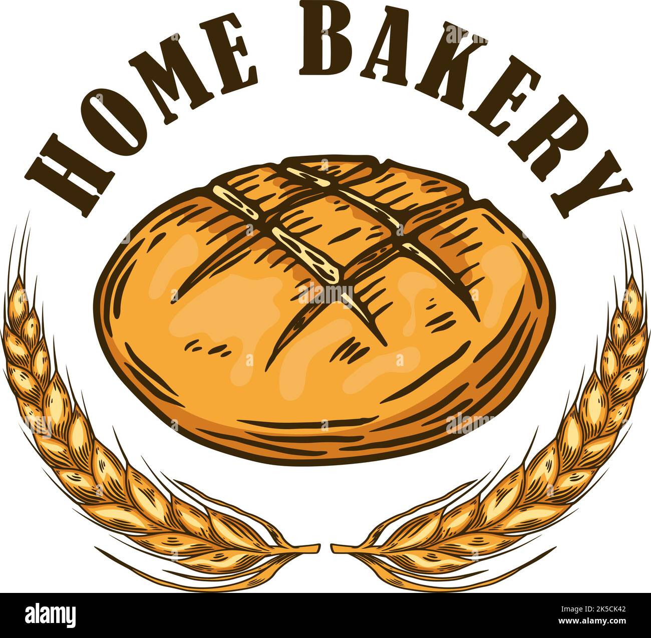 Bakery emblem with bread illustration. Design element for emblem, sign ...