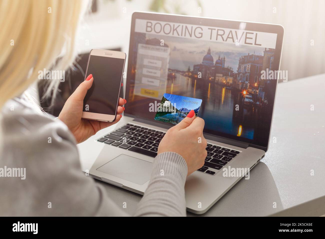 Hotel booking website in a laptop computer screen at the office Stock ...