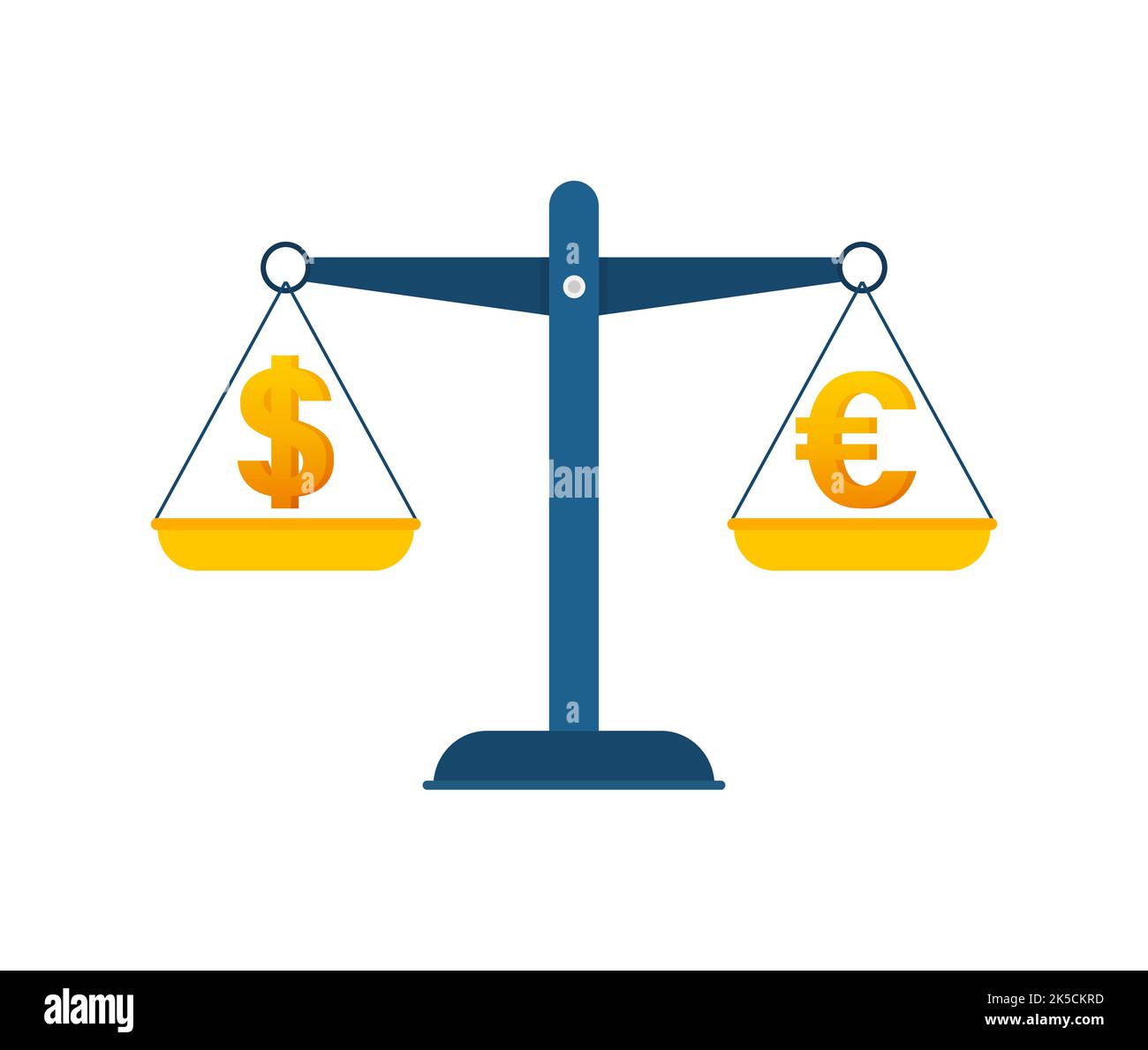 Dollar vs Euro on balance. Scales with money. Vector stock illustration ...