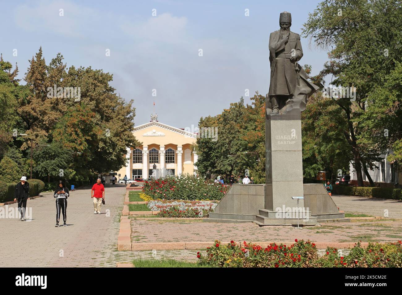 Statue of Shabdan Batyr (1839-1912) and Kyrgyz National University ...