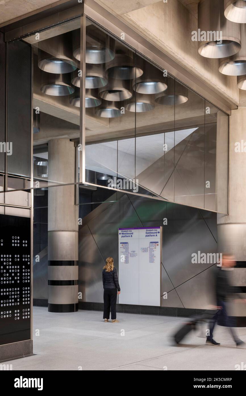 Mid view of circulation showing lighting drums. Tottenham Court Road ...
