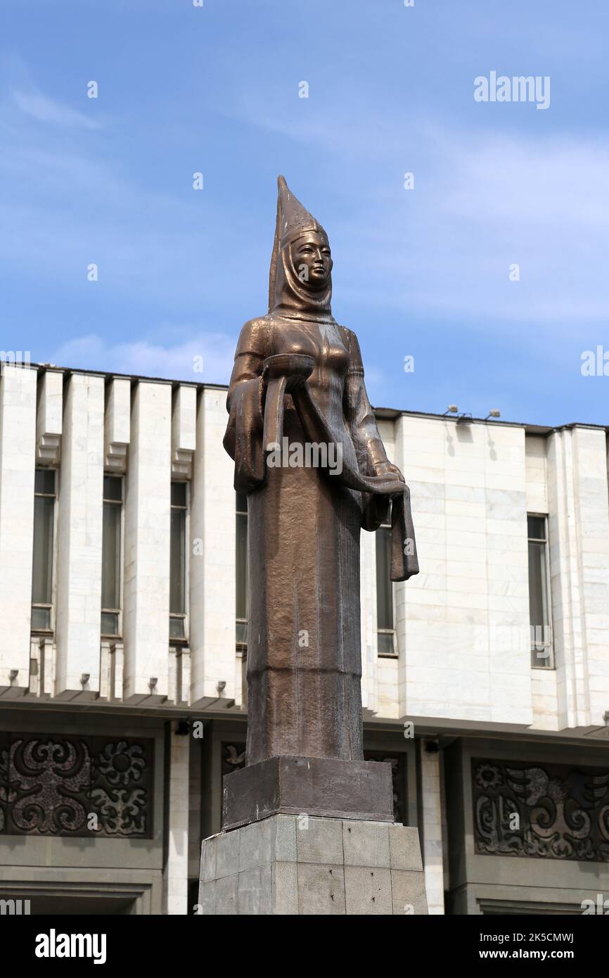 Statue of Kanykai - wife of Manas, State Philharmonic Concert Hall ...