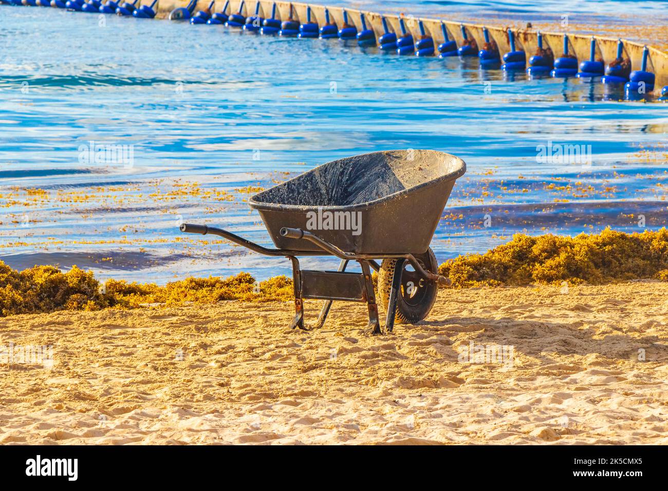 Cleaning the beach with wheelbarrow pitchfork Garden Rake Leaf Broom ...