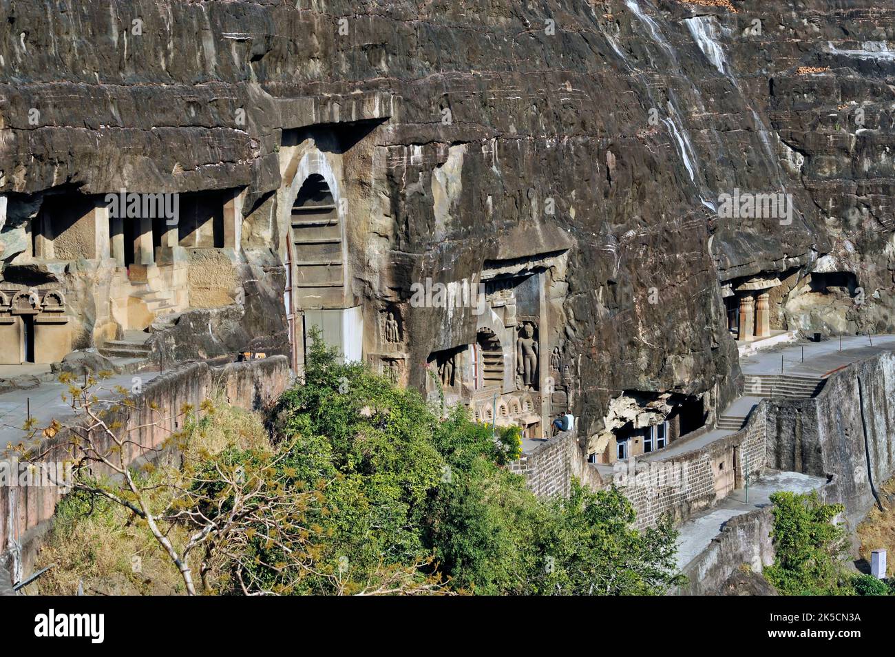 View of a Ajanta Caves UNESCO world heritage sight near Aurangabad ...
