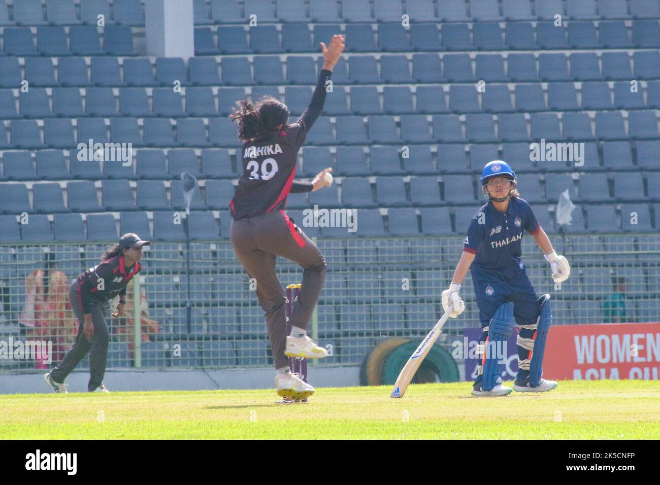 Sylhet, Bangladesh. 7th Oct, 2022. Bawler Mahika Gaur of UAE Team in ...