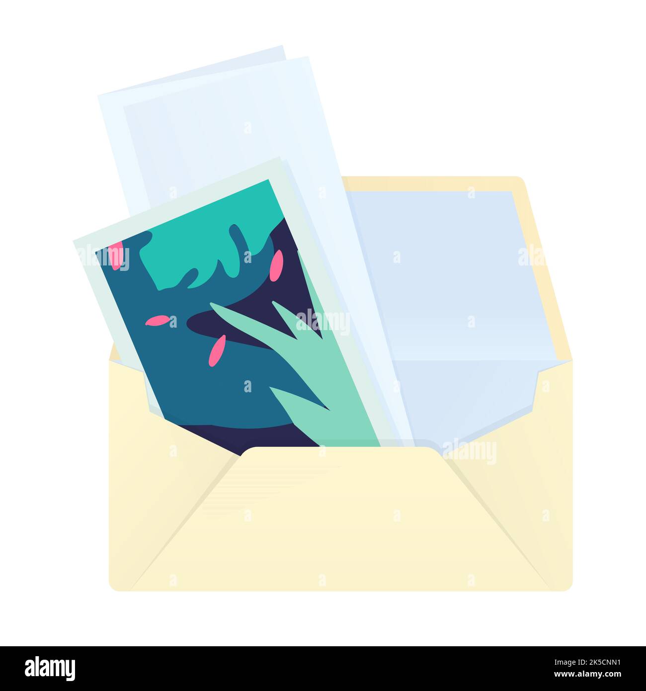 Open envelope with postcard - modern flat design style single isolated ...