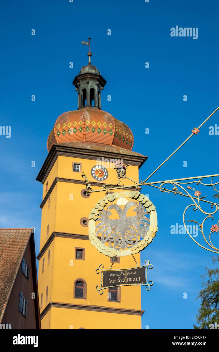 Germany, Bavaria, Dinkelsbühl, nose sign in the old town near the ...