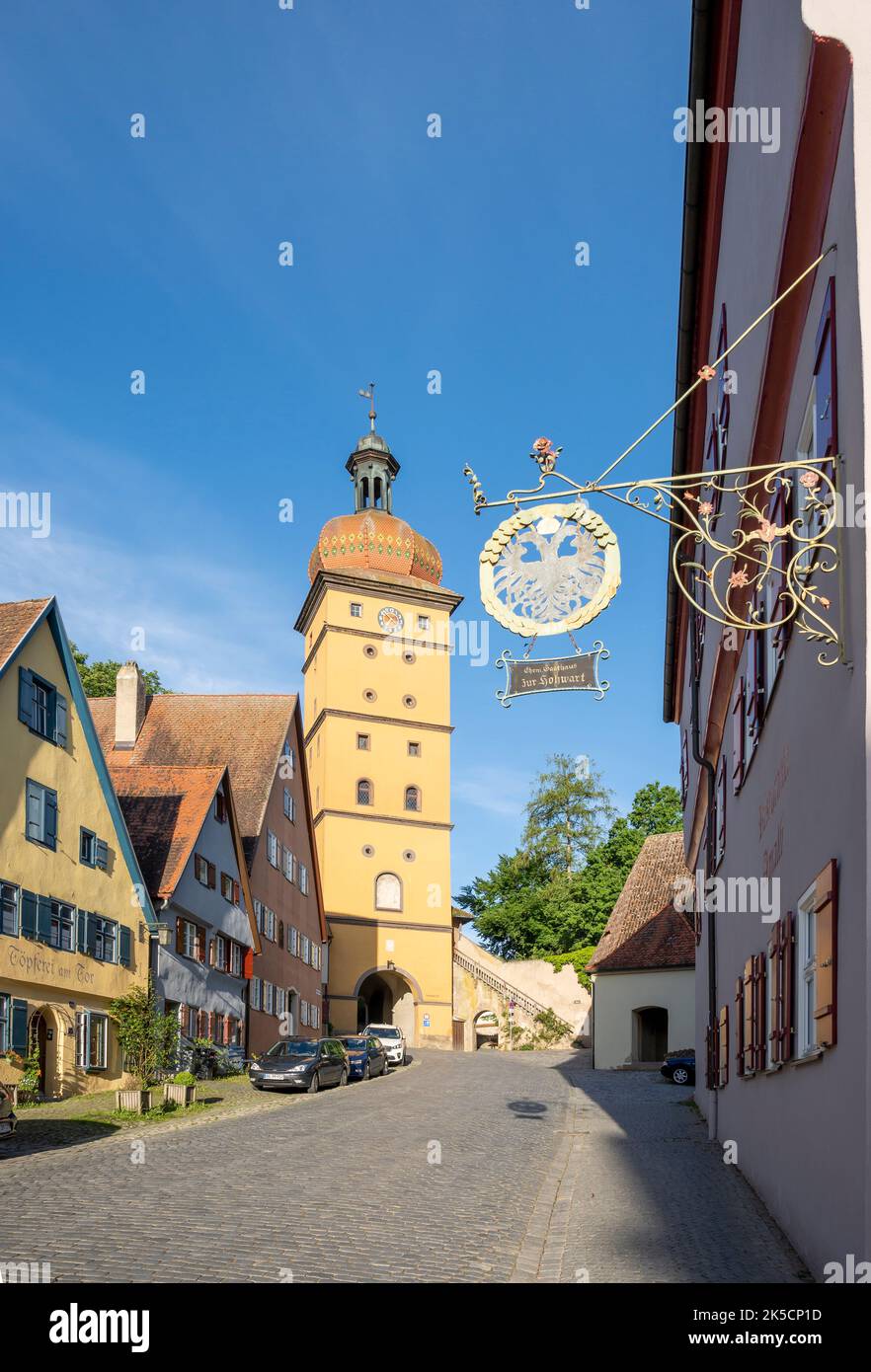 Germany, Bavaria, Dinkelsbühl, nose sign in the old town near the ...