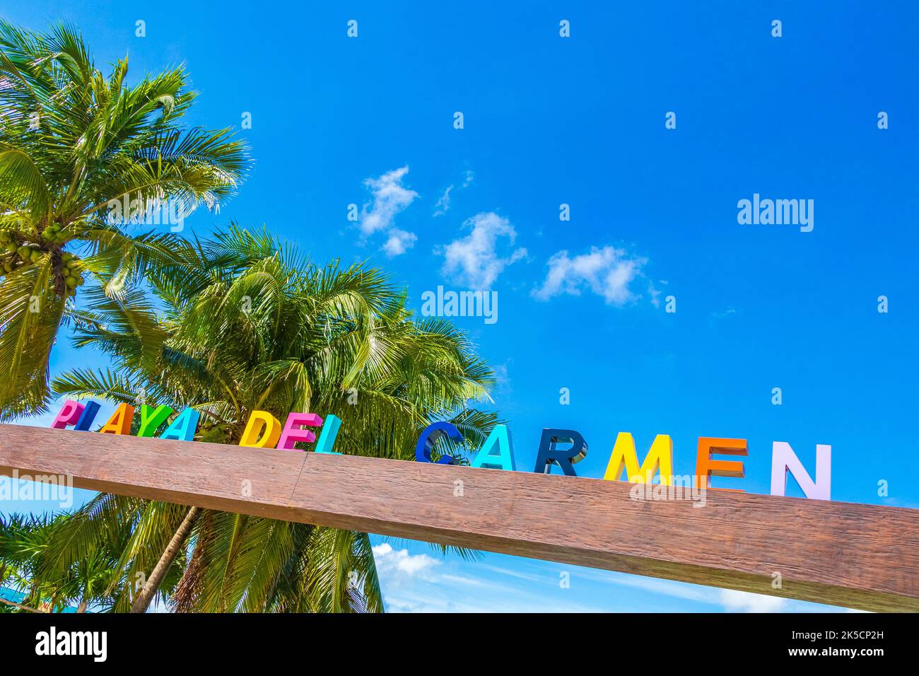 Colorful Playa del Carmen lettering sign symbol on beach Punta ...