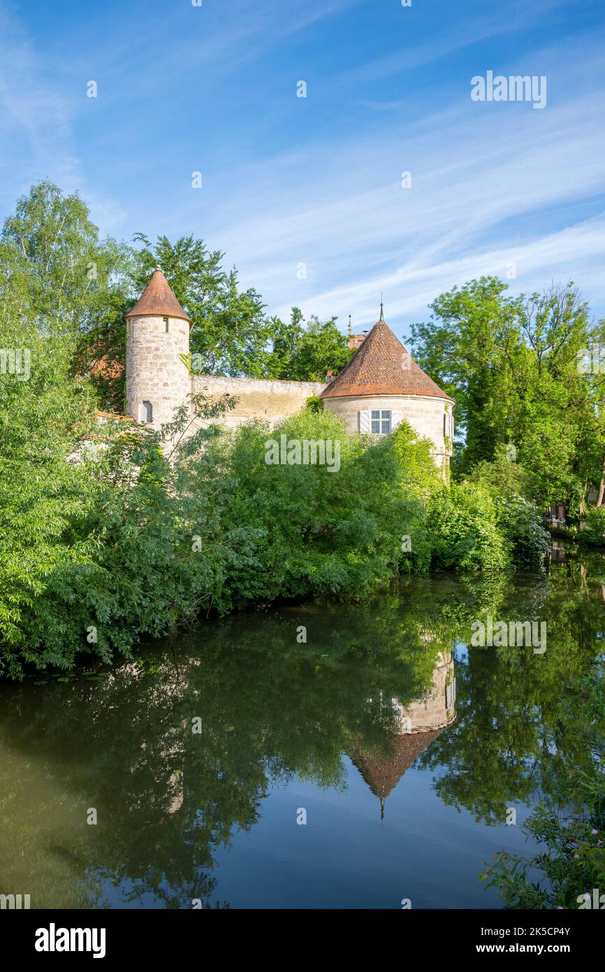 Germany, Bavaria, Dinkelsbühl, Dreigangsturm and small bastion Stock ...