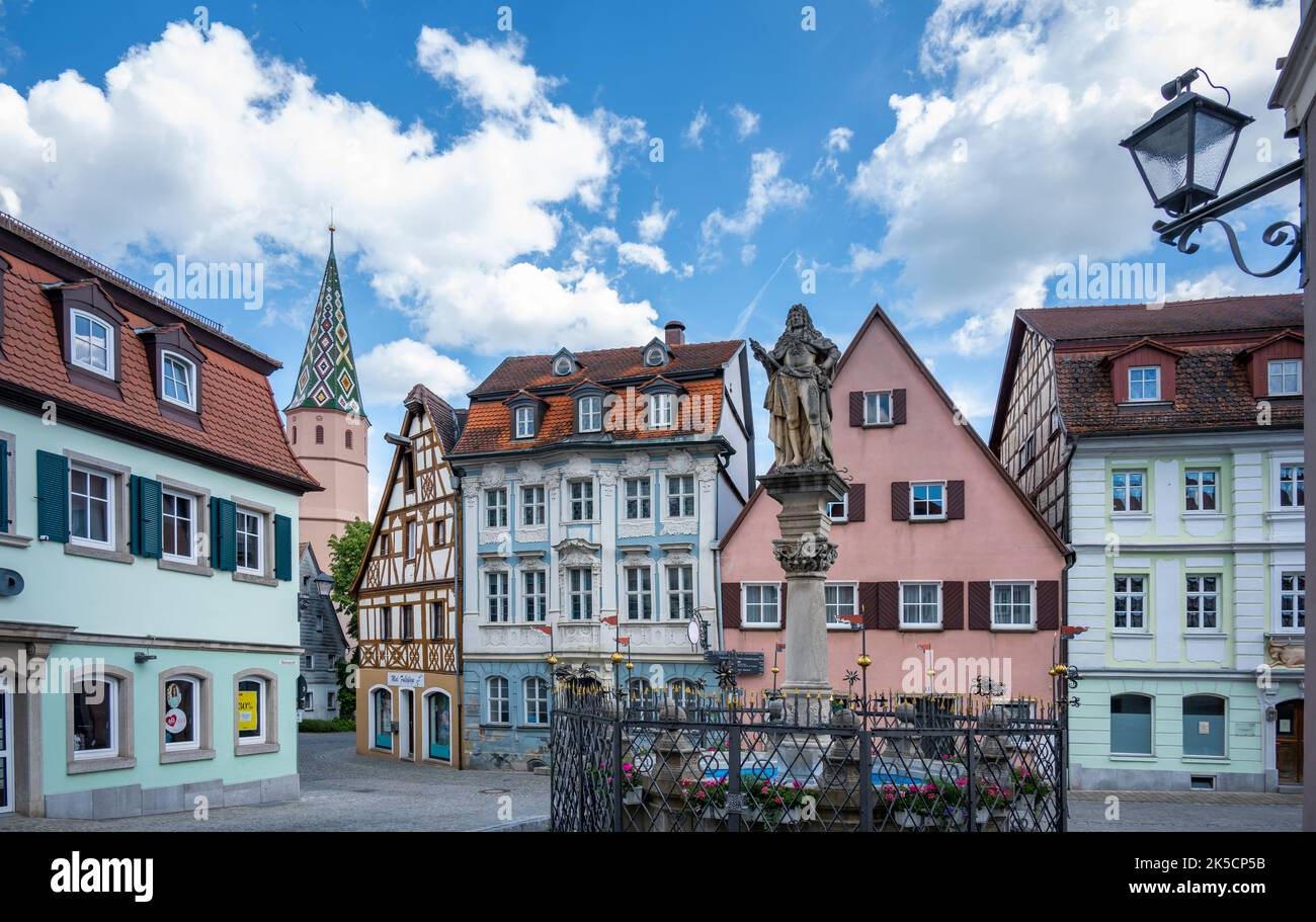 Germany, Bavaria, Bad Windsheim, the beautiful fountain with a ...