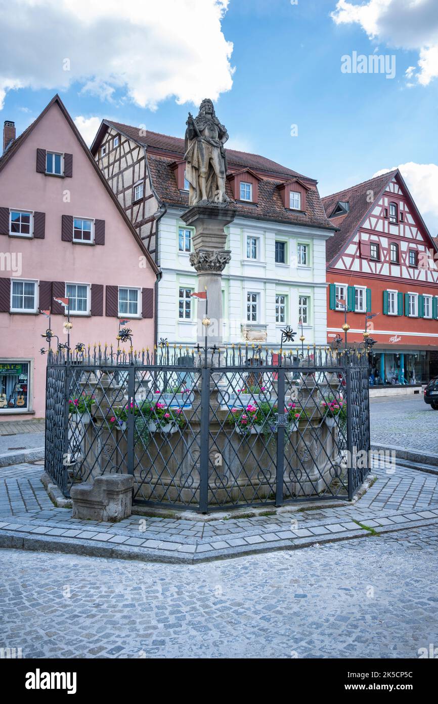 Germany, Bavaria, Bad Windsheim, the beautiful fountain with a ...