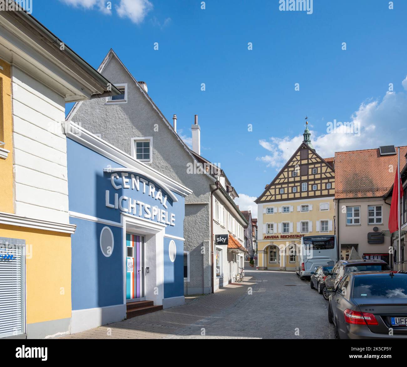 Germany, Bavaria, Bad Windsheim, light shows in the old town Stock ...