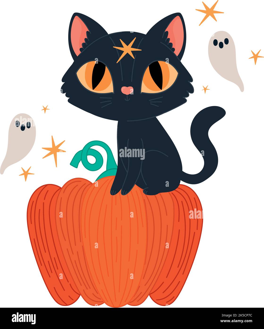 halloween cat and ghosts Stock Vector Image & Art - Alamy