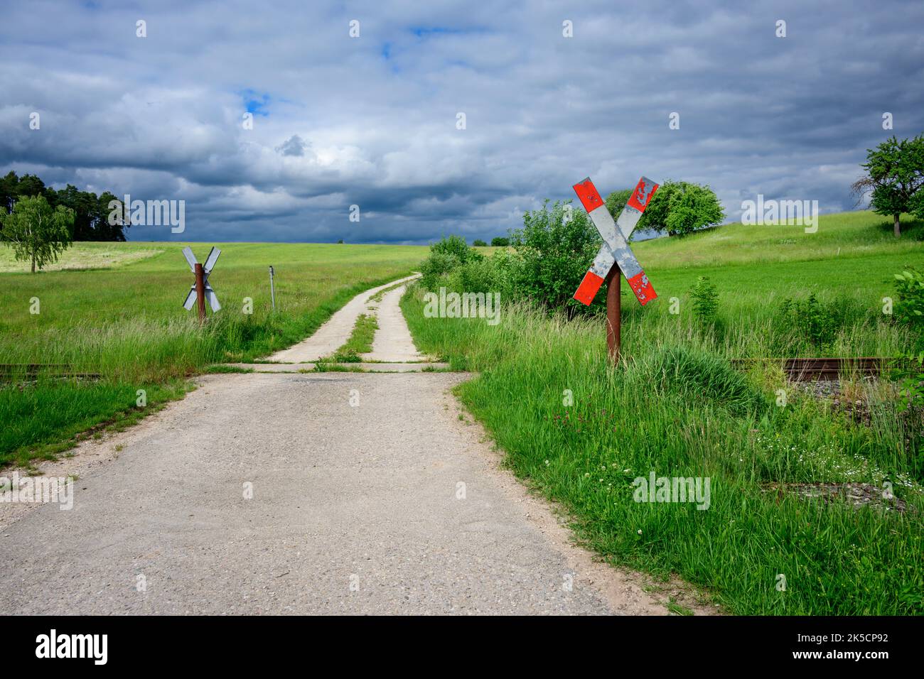 Germany, Bavaria, old ungated level crossing Stock Photo - Alamy