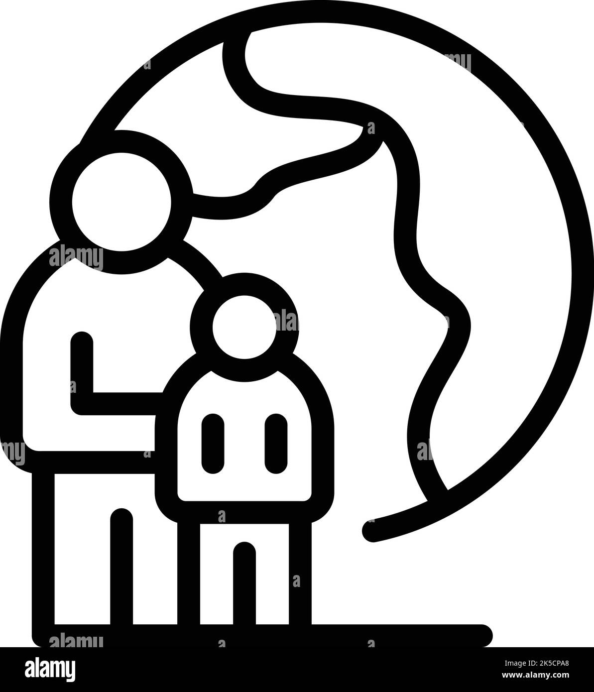 Global refugee icon outline vector. War asylum. Migrant seeker Stock ...