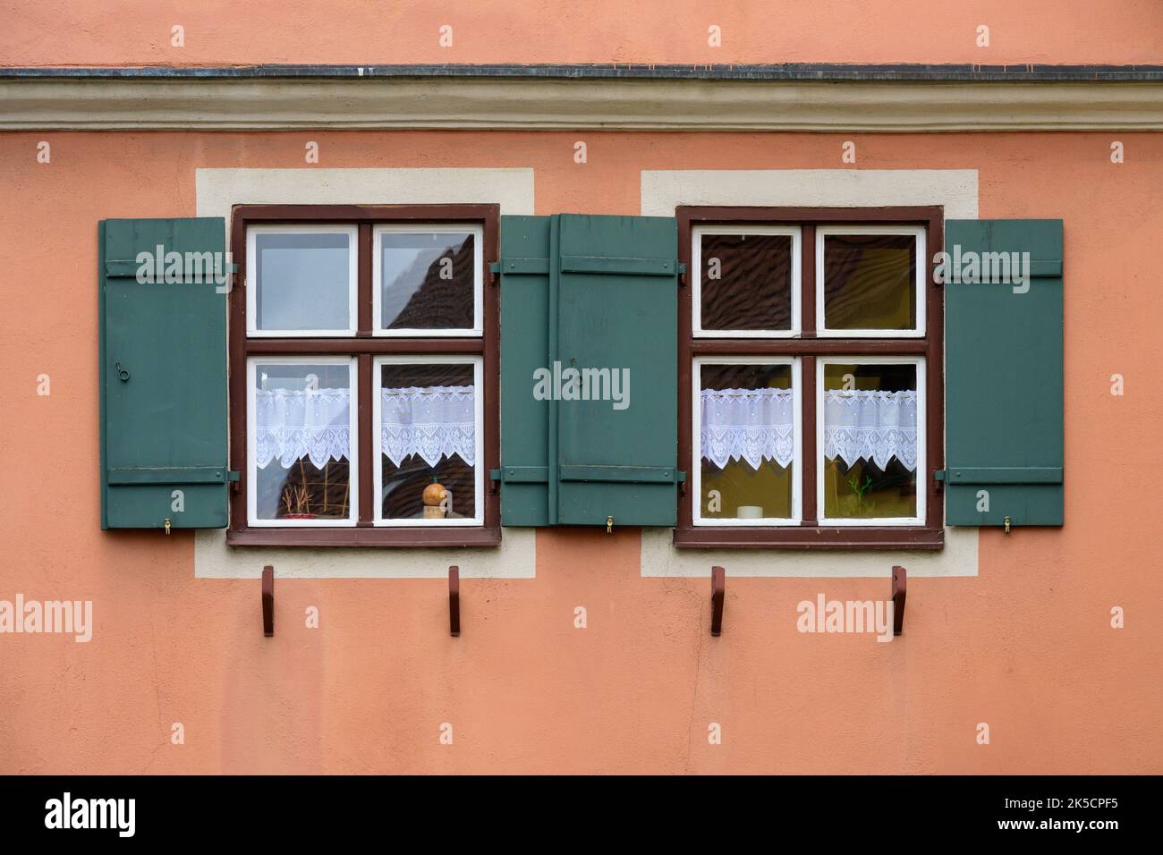 Germany, Bavaria, Dinkelsbühl, old windows in the old town Stock Photo ...