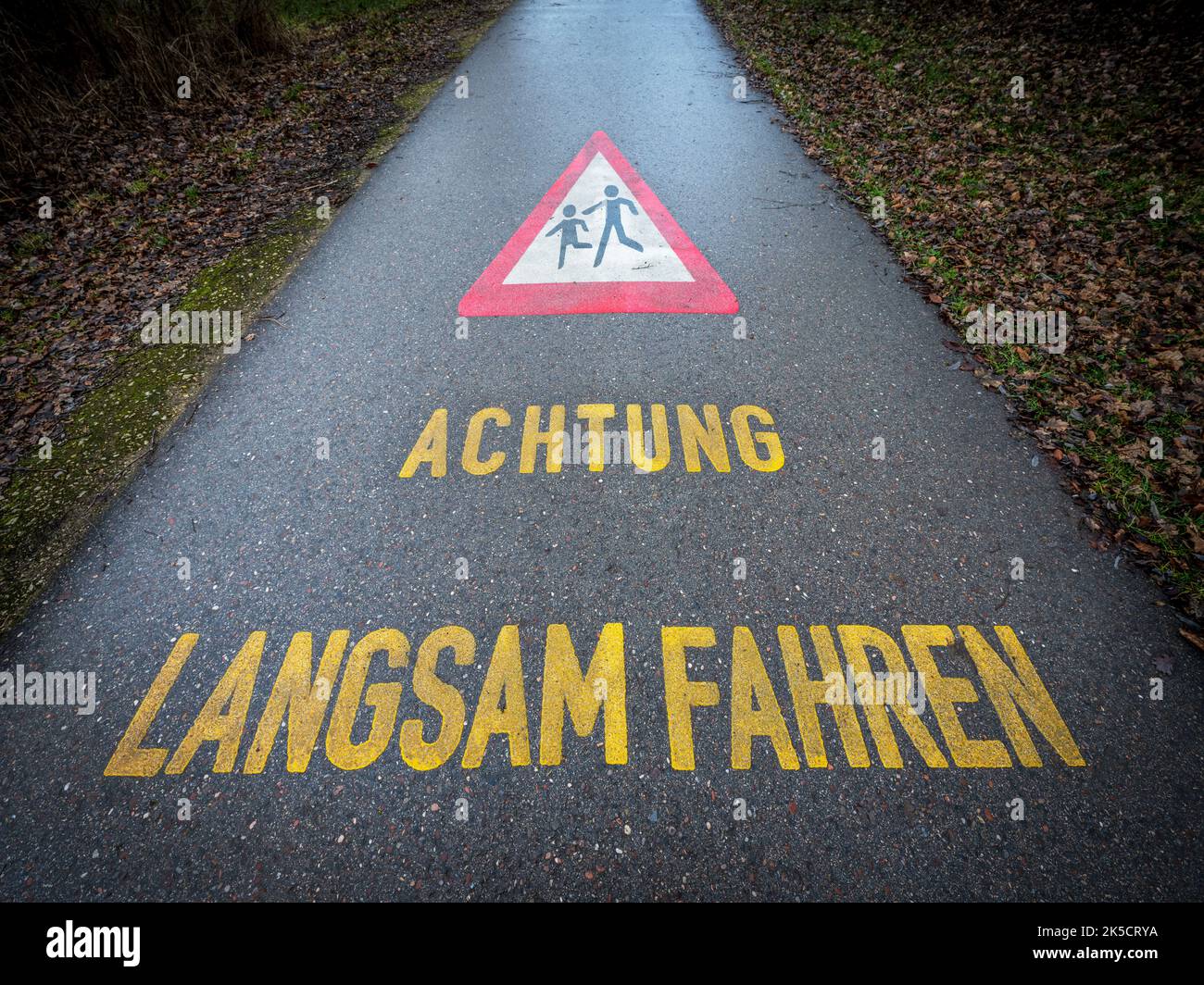 Road, traffic sign, pictogram, pedestrian, writing, attention, drive ...