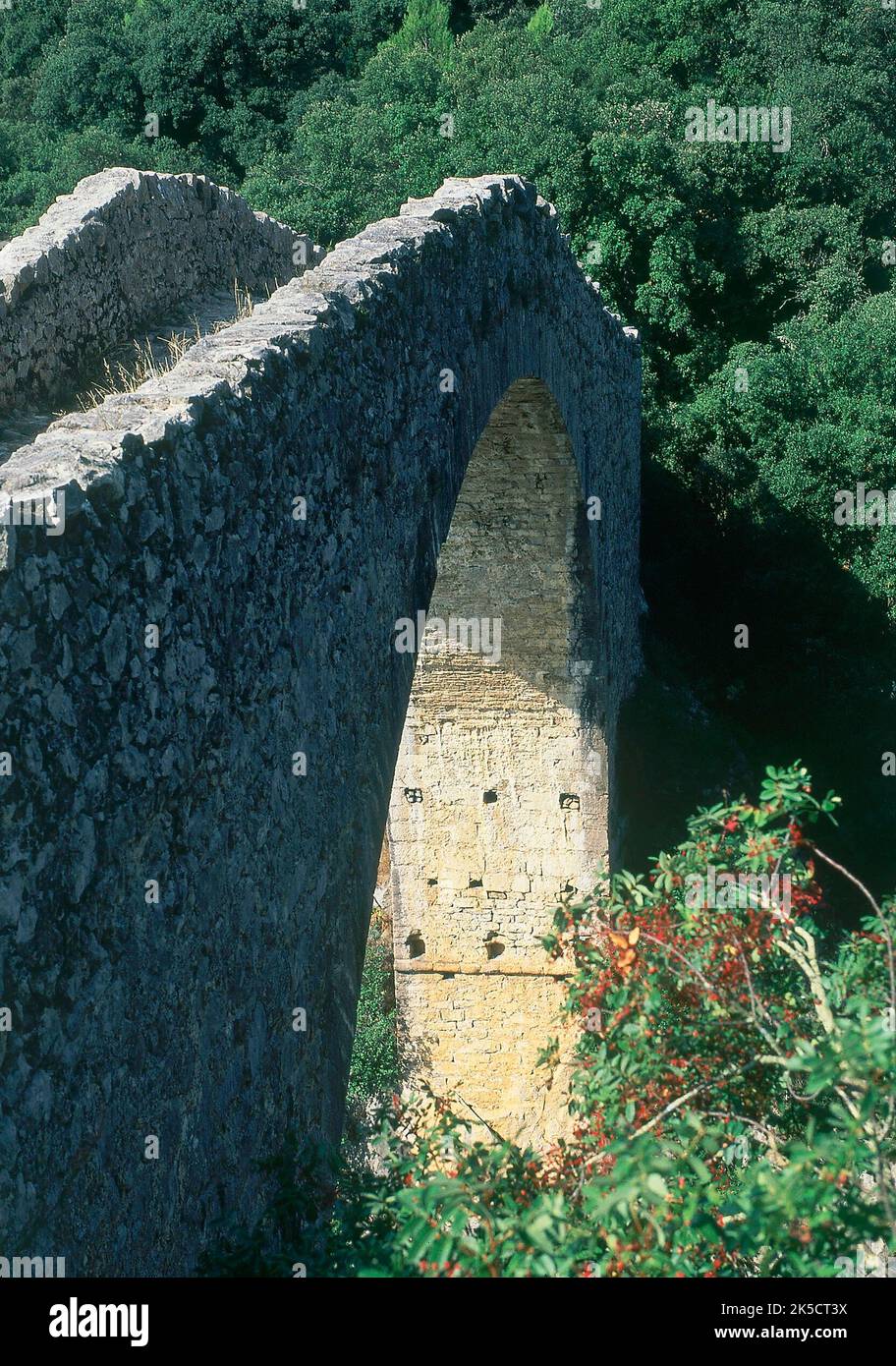 PUENTE MEDIEVAL SOBRE EL RIO LLIERCA. Location: EXTERIOR. Tortella ...