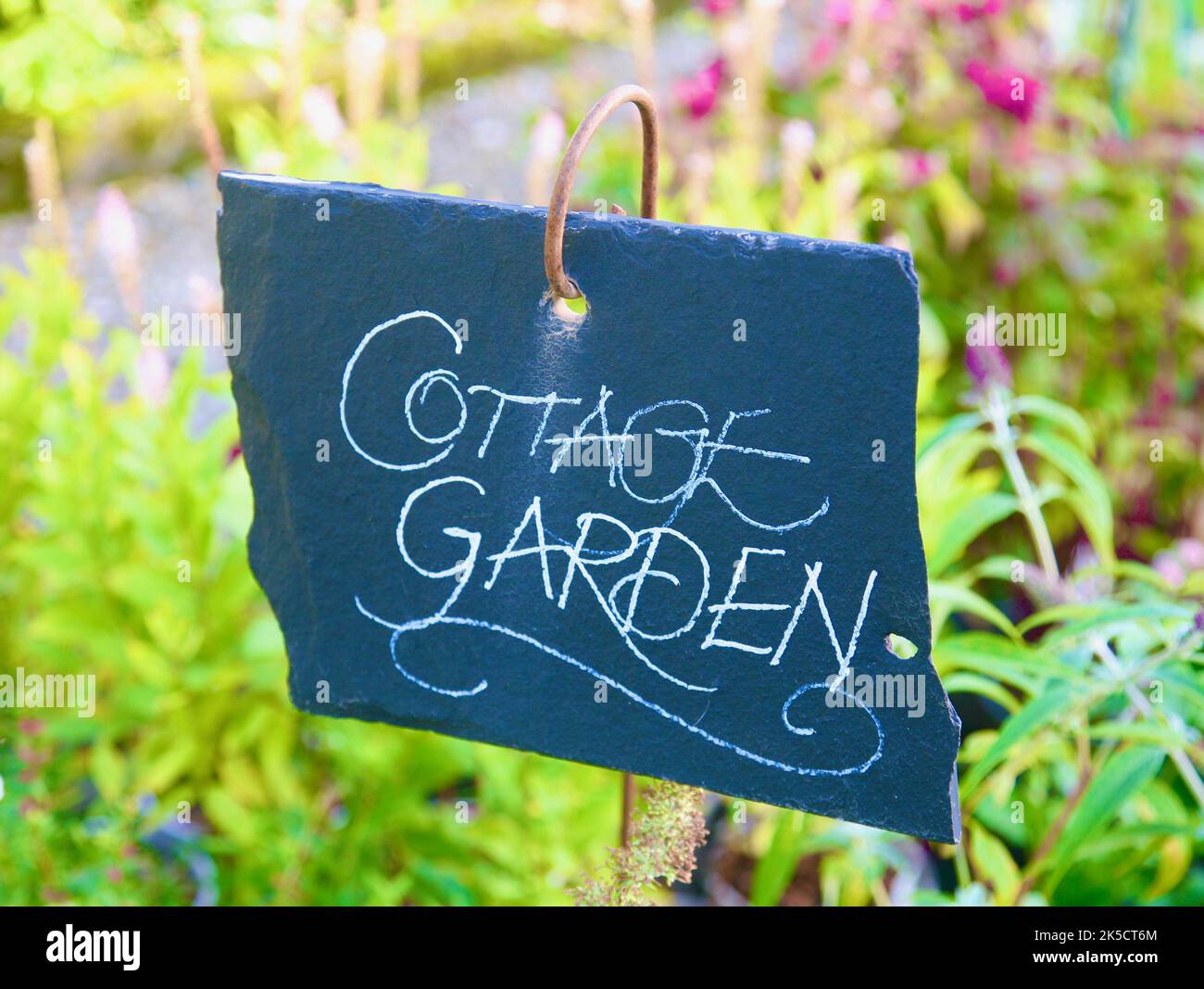 A sign in the Cottage Garden Stock Photo - Alamy