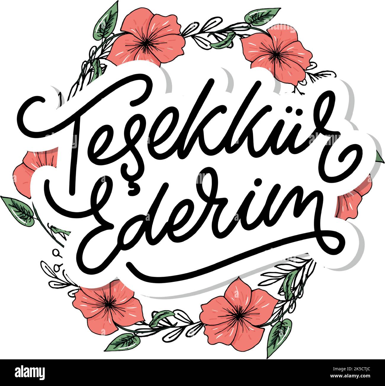 Text In The Turkish Thank You Lettering Ink Illustration Modern