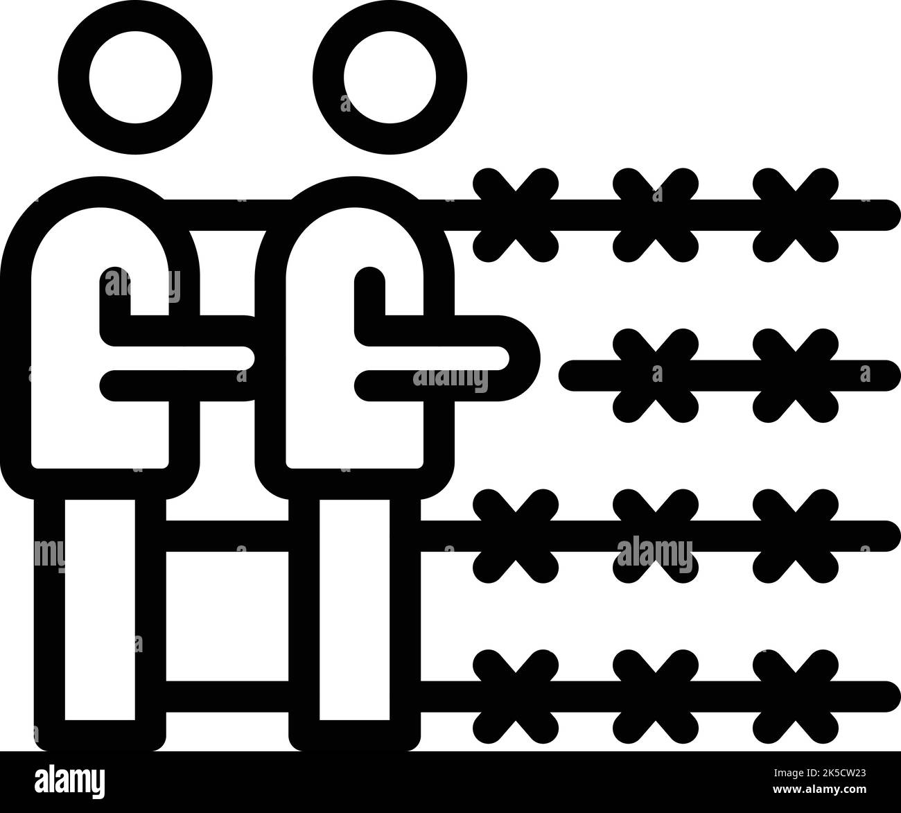 Border refugee icon outline vector. Asylum people. Migration family ...