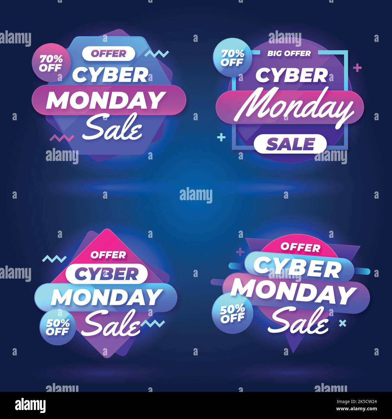 flat cyber monday sale labels collection vector design illustration ...
