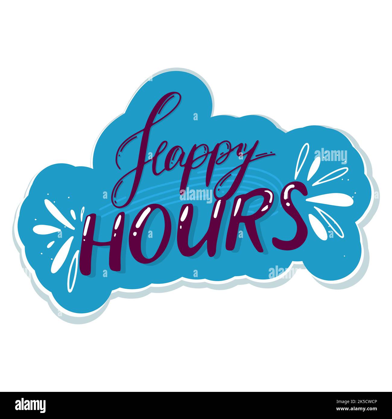 Happy hour. Lettering. sticker isolated on white Stock Vector Image ...
