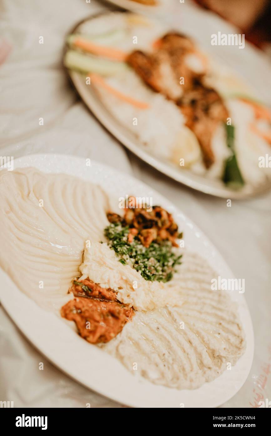 Saudi Arabia, Mecca province, Jeddah, plate, hummus Stock Photo - Alamy