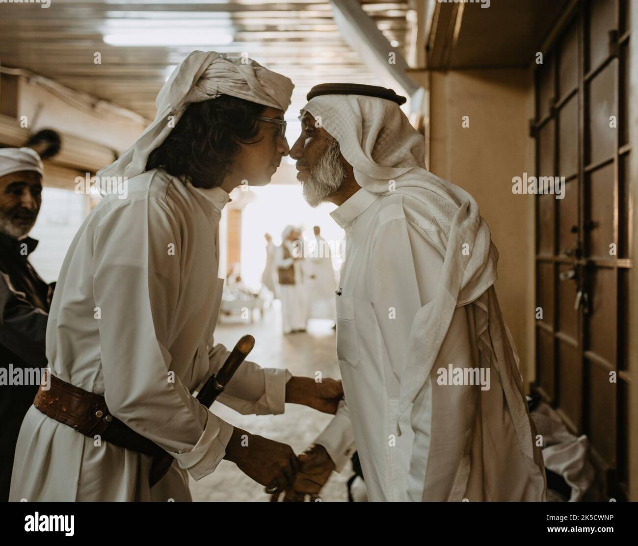 Saudi Arabia, Mecca province, Jeddah/Jeddah, men, greeting, brotherly ...