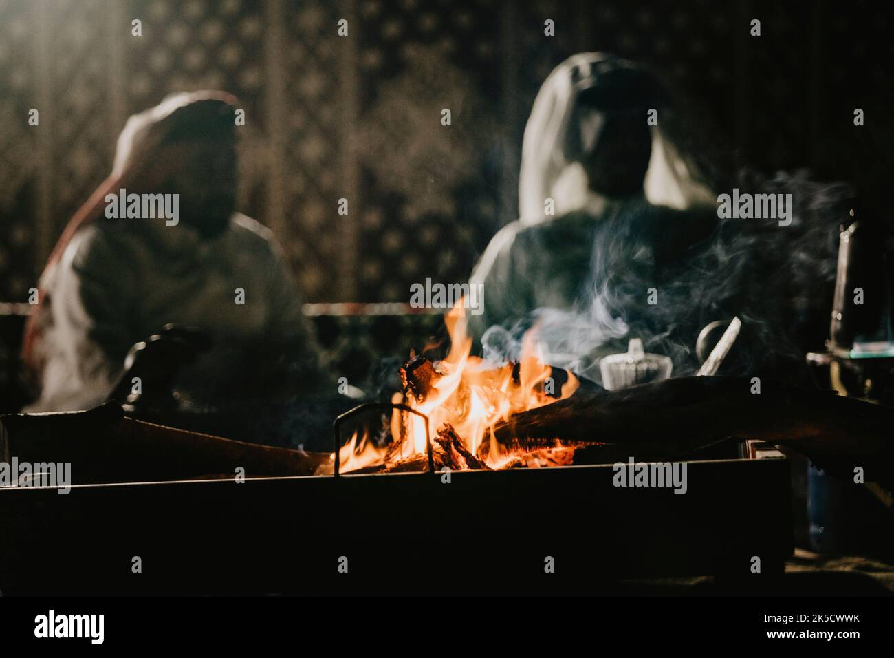 Saudi Arabia, Mecca province, Jeddah/Jeddah, men, fireplace, blur Stock ...
