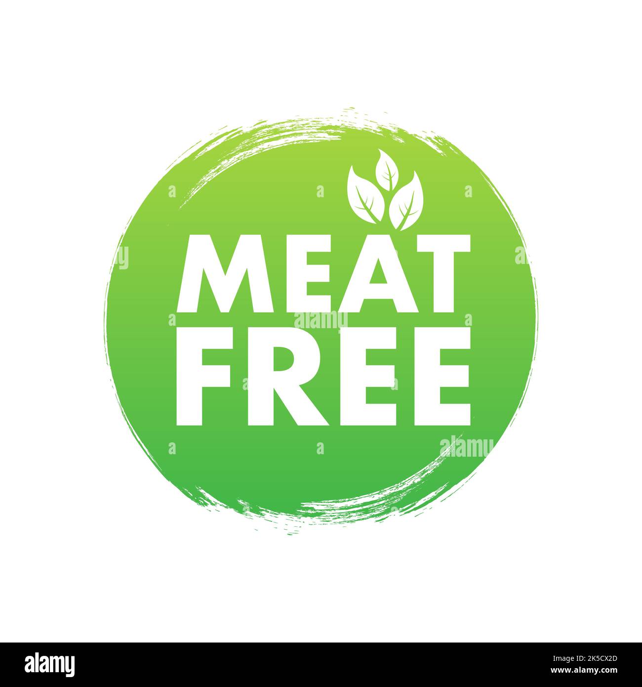 Flat illustration with meat free on green backdrop. Plant leaf sign ...