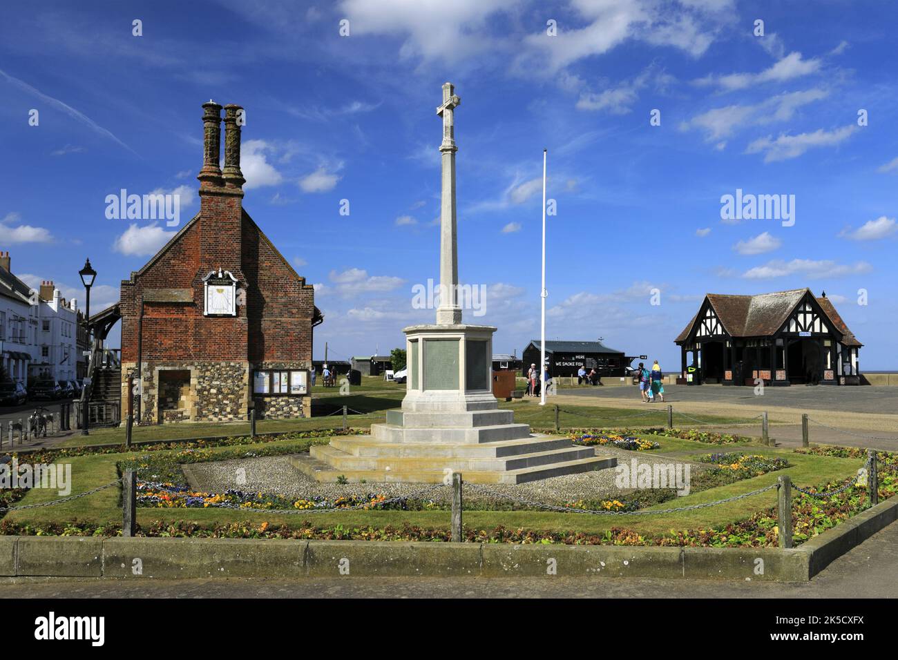 The Moot Hall and promenade of Aldeburgh town, Suffolk, East Anglia ...