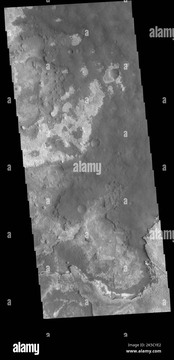 This VIS image shows layering of surface materials in Meridiani Planum ...