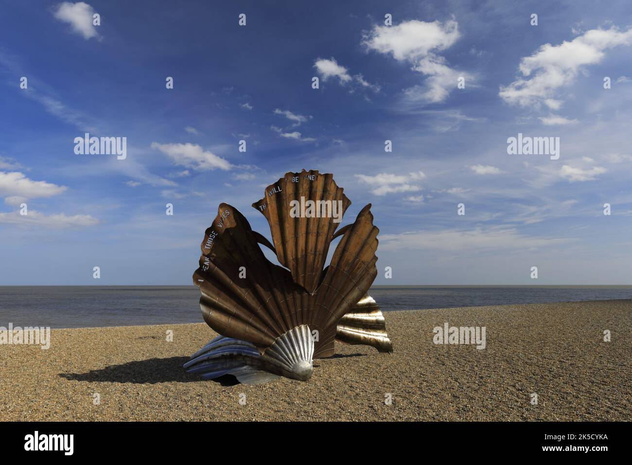 The Scallop shell sculpture by Maggie Hambling, Aldeburgh town, Suffolk ...