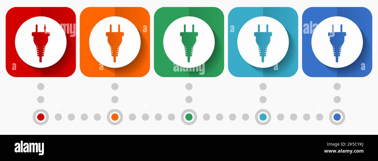 Plug, electricity vector icons, infographic template, set of flat ...