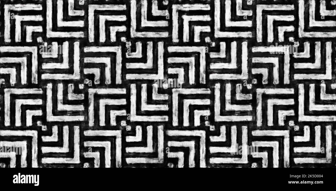 Seamless painted overlapping striped square tiles black and white ...