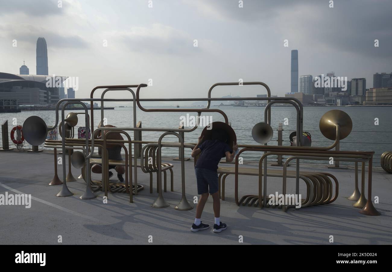 Hazy weather over Victoria Harbour. Picture taken at Wan Chai Temporary ...
