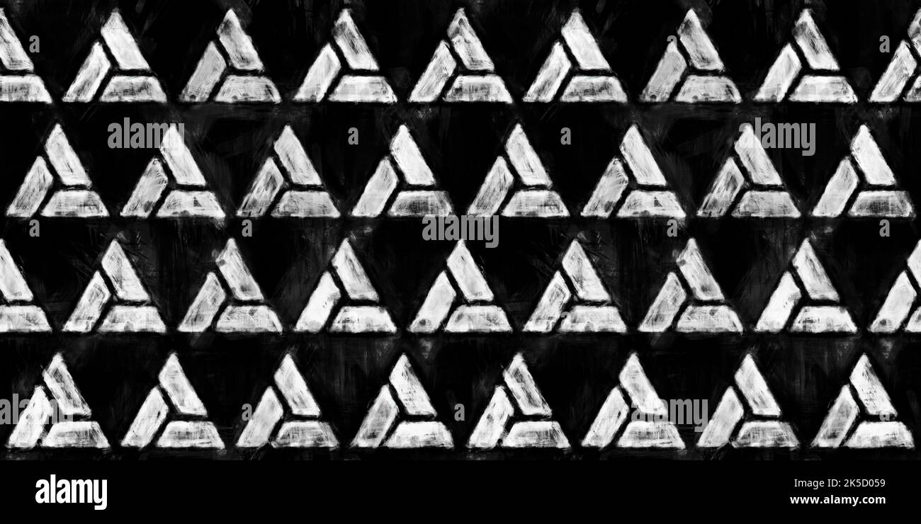 Seamless painted grungy geometric triangles black and white artistic ...