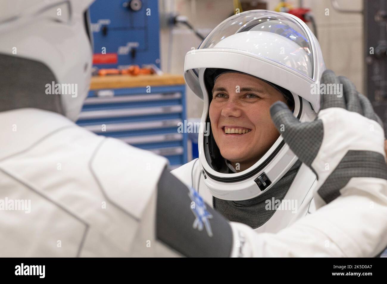 SpaceX Crew-5 astronaut Anna Kikina, mission specialist, gets suited up ...